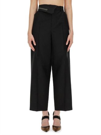 Fendi Mohair-Wool Carrot Fit Trousers - Black