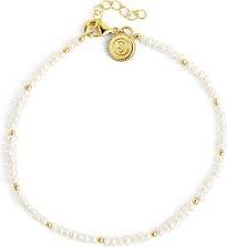 Singularu Bracelet Pearls Dots. Acier avec plaqué or 18Kt et perles de culture deau douce. Longueur : 16 cm + 3 cm. Bijoux pour femme