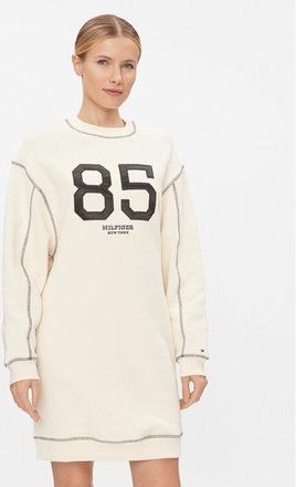 Tommy Hilfiger Strickkleid Varsity 85 WW0WW40614 Beige Relaxed Fit