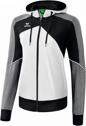 Erima Damen Jacke Premium One 2.0 Trainingsjacke mit Kapuze, wei&szlig;/schwarz/wei&szlig;, 48, 1071827