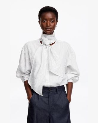 Arket Bluse Mit Abnehmbarer Schleife -Wei&szlig;