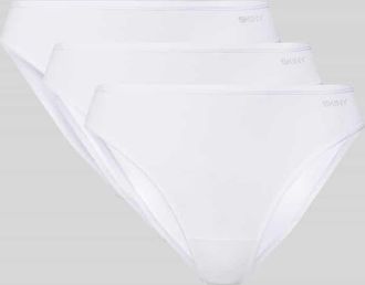 Skiny Slips aus Baumwoll-Mix mit Logo-Print im 3er-Pack