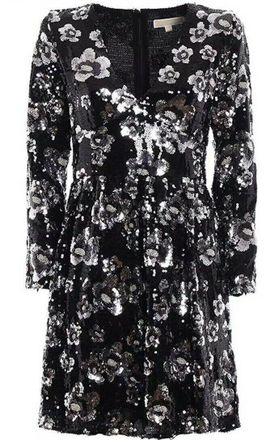 Michael Kors SEQUIN embellished BLACK floral dress Size XS