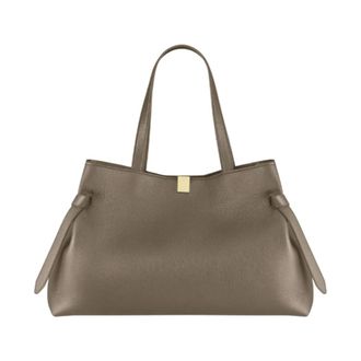 Yuzefi Femme, Sacs, Gris, Taille: ONE Size Tote Courbé en Cuir Grainé