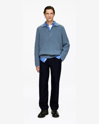 Arket Lockere Hose Aus Wolle Und Baumwolle -Blau