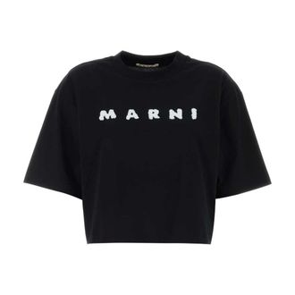 Marni Femme, Tops, Noir, Taille: 34 FR Logo T-Shirt