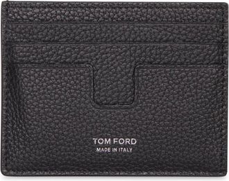 Tom Ford Homme, Accessoires, Noir, Taille: ONE Size Porte-cartes en cuir grain&eacute;