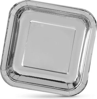 Algon Einwegteller, Größe 23 cm, robust und umweltfreundlich, ideal für Partys, Veranstaltungen und Meetings, 90 Stück, Silber