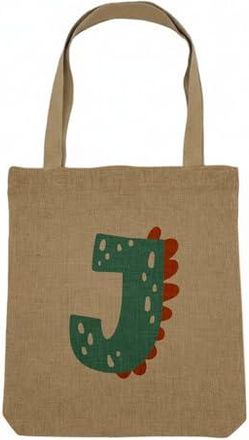 Fabulous Sac Shopping Tote Bag Aspect Lin - J Juliette Julien Lettre Pr&eacute;nom Dinosaure Dessin Enfant - Sac de Courses Toile Epaisse 360g Beige Naturel Cabas Por