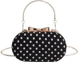 Generic Dots Clutch Portefeuille avec clip de cha&icirc;ne, sac, sac de soir&eacute;e pour mariage, f&ecirc;te (noir)