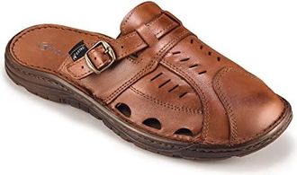 Estro & Luminara Sandales Homme Cuir Mules - Sandales Homme Été Cuir Mules Hommes avec Semelle Antidérapante S4 (41 EU, Brun Rouille)