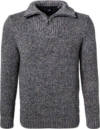 Ragman Herren Troyer blau Baumwolle unifarben