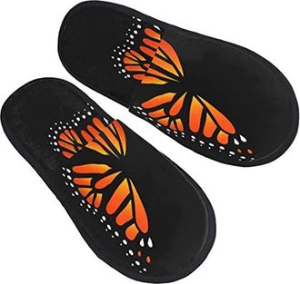 Generic Chaussons Femme Homme Papillon Monarque Pantoufles En Peluche Confortable Chausson DHiver Confort Maison Pantoufles Pour Int&eacute;rieur Voyager Ext&eacute;rieur L