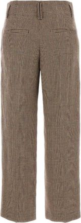 Brunello Cucinelli Embroidered Linen Trousers - Brown