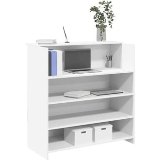 vidaXL Vidaxl - Bureau de r&eacute;ception blanc 100x50x103,5 cm bois ding&eacute;nierie