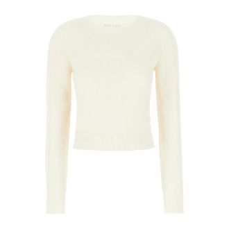 Palm Angels Curved Logo Sweater - - Knitwear - Damen - Wei&szlig; - L