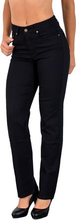 ESRA Damen Hose Straight Leg Hose High-Waist Damen Regular Stretch Stoffhose Business-Hose bis Übergröße Große Größe T101