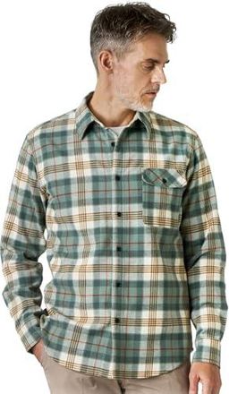 Lapasa Chemise Flanelle Homme 100% Coton Manches Longues Chemise de Bûcheron à Carreaux Douce & Confortable M138 Vert & Blanc S
