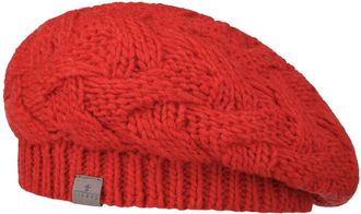 Lierys Jesila Baskenm&uuml;tze Damen Strickm&uuml;tze mit Schurwolle Made in Germany Herbst Winter rot One Size