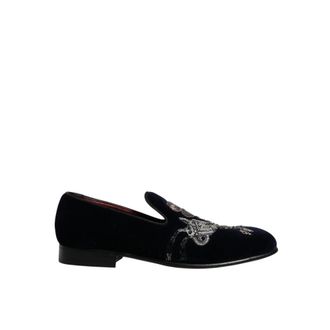 Dolce & Gabbana Samt Blumen Loafers - - Shoes - Herren - Schwarzk - 41 EU