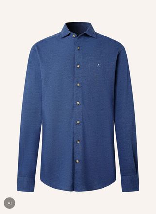 Hackett Freizeithemd Melange Jersey Pique blau