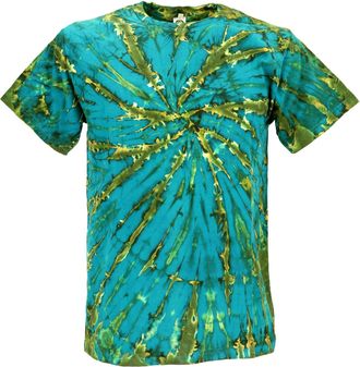 Guru Shop Batik T Shirt, Herren Kurzarm Shirt - Blau, Baumwolle, Size:XXL