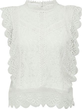 QS by s.Oliver Damen 2162734 Blusentop mit Spitze, Ecru, 40