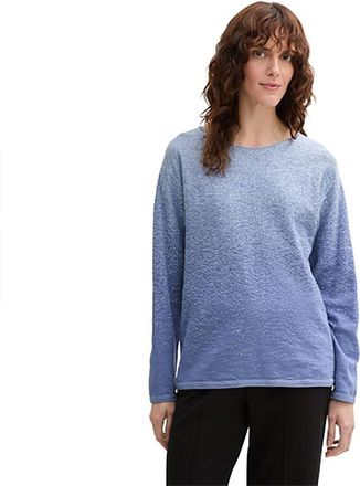 Tom Tailor Damen Strickpullover mit Farbverlauf aus Bio-Baumwolle, 36580 - Blue Degrade Design, L