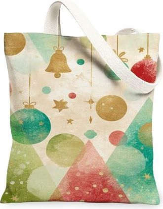 Generic Sacs fourre-tout en toile pour d&eacute;corations de No&euml;l, motifs de vacances color&eacute;s, sacs d&eacute;picerie r&eacute;utilisables, toile l&eacute;g&egrave;re et lavable pour les voyages