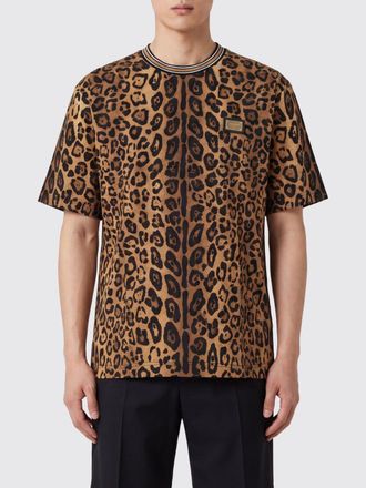 Dolce & Gabbana T-shirt en coton &agrave; imprim&eacute; animalier et bords contrastants