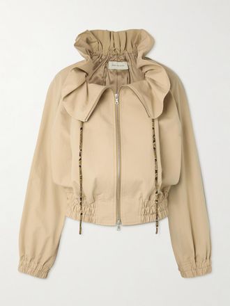 Dries Van Noten Verk&uuml;rzte Jacke Aus Baumwoll-canvas Mit R&uuml;schen - Neutral