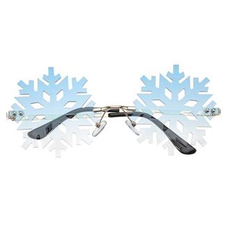 Garneck Lunettes de Soleil Amusantes &agrave; Verres D&eacute;coratifs de Flocon de Neige sans Monture Couleur Bleu D&eacute;grad&eacute; Accessoire Photo et D&eacute;coration de F&ecirc;te pour Soir