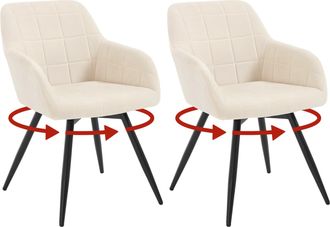 Woltu 2er Set drehbare Esszimmerstühle, Samt gepolsterte ergonomische Esszimmertühle mit Metallbeinen,Esszimmertühle mit Rücken- und Armlehnen, für Küche, W