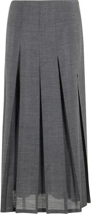 Alysi Femme, Jupes, Gris, Taille: 36 FR Jupe en Voile Plissée Laine Grise