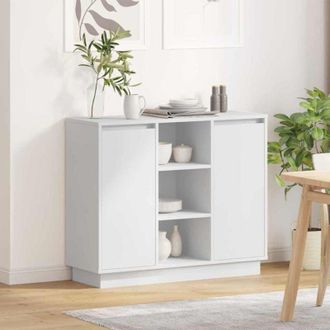 vidaXL Buffet avec &eacute;tag&egrave;re Blanc 90 x 32 x 75 cm Bois ding&eacute;nierie Vidaxl