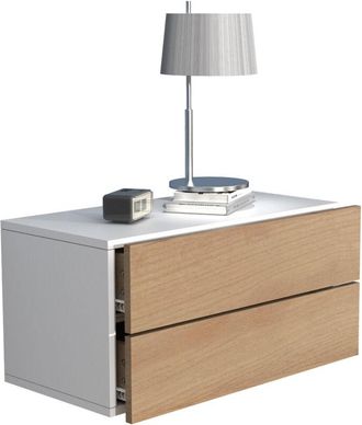 ebuy24 Ebuy24 - Table de nuit Usal h. 30 x l. 60 x p. 32 cm Blanc/Hong Eiche