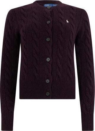 Polo Ralph Lauren Femme, Pulls, Violet, Taille: 40 FR Cardigan en laine et cachemire torsad&eacute;