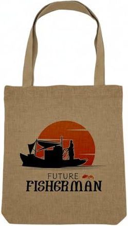 Fabulous Sac Shopping Tote Bag Aspect Lin - Future Fisherman Sailor Job - Sac de Courses Toile Epaisse 360g Beige Naturel Cabas Port&eacute; Epaule Solide Imprim&eacute; en 