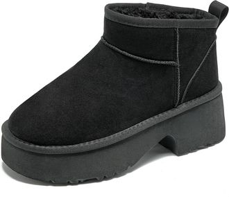 Mishansha Damen Winterstiefel Warm Chunky Heels Schneestiefel, Schwarz 38