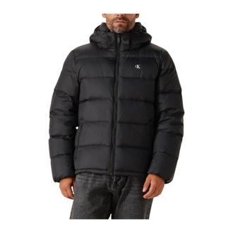 Calvin Klein Schwarze Gesteppte Kapuzen-Daunenjacke - - Jackets - Herren - Schwarzk - XL