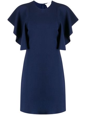 Stella McCartney robe courte &agrave; manches volant&eacute;es - Bleu