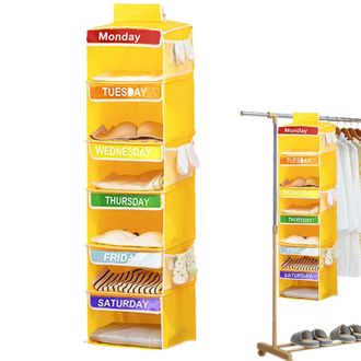 Generic Kinder Kleidung Organizer f&uuml;r Woche - 6 Etagen Schrank Organizer - Organizer f&uuml;r Kinderschrank H&auml;ngender Kleiderst&auml;nder mit 3 Seitentaschen f&uuml;r Schlaf
