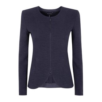 Emporio Armani Jersey-Jacke mit Pr&auml;gung und Rei&szlig;verschluss - - Jackets - Damen - Schwarzk - 2XS