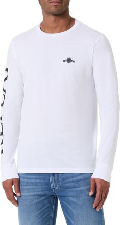 Replay Herren Langarmshirt mit Logo, White 001 (Wei&szlig;), XXL