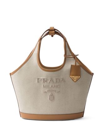 Prada sac cabas médium à logo imprimé - Tons neutres