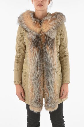 Philipp Plein COUTURE Parka AMAZING FUR Mit Nieten Und Fuchspelzbesatz Philipp Plein