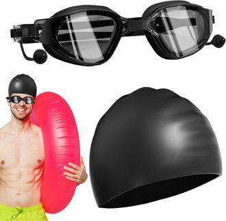Generico Anti-Beschlag-Brille, Anti-Beschlag-Schwimmbrille, HD-Schwimmbrille mit Silikonkappe, verstellbares Band, Schutzbrille, weite Sicht zum Schwimmen, Tau