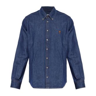 Ami Homme, Chemises, Bleu, Taille: XL De Coeur Denim Shirt