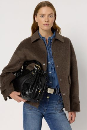 Gerard Darel Surchemise en laine double face - MELODIE - Marron