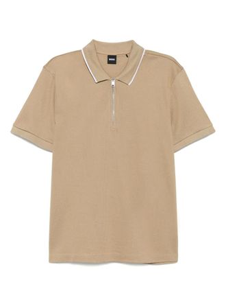 BOSS polo Structured Zip Placket - Tons neutres